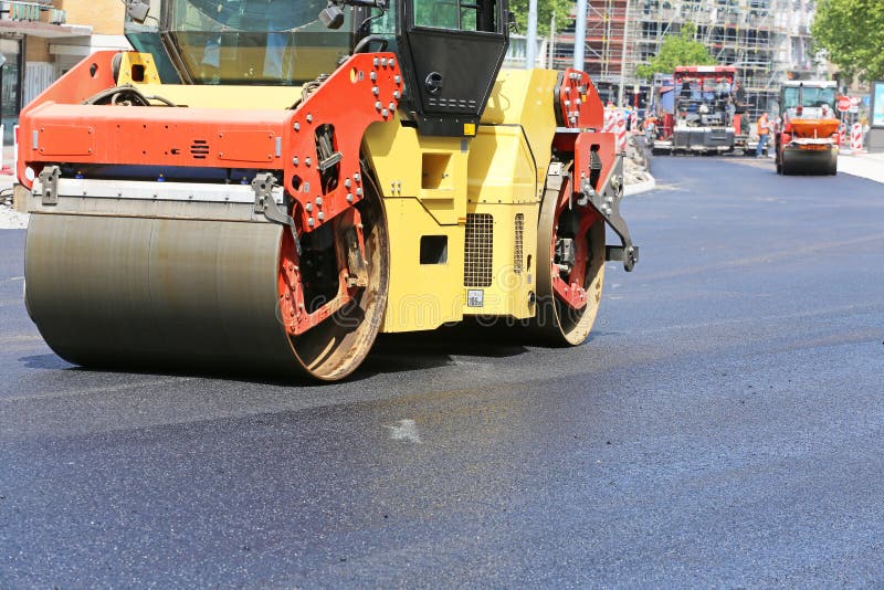 Road_roller stock photo. Image of surface, lane, traffic - 123365696