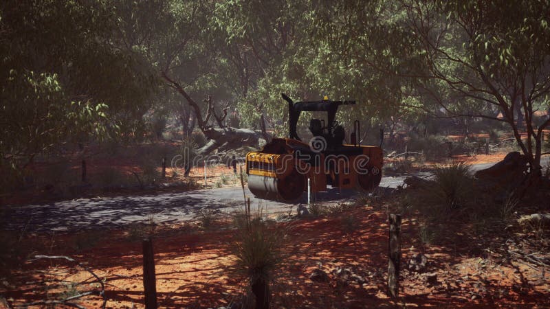 Road Roller Tractor in the Forest Stock Illustration - Illustration of ...