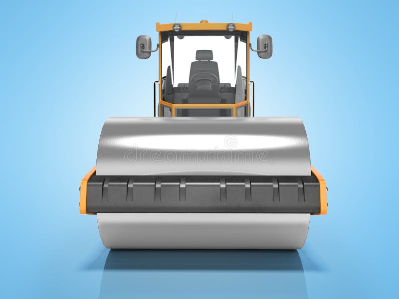 Road Roller with Vibration for Paving Asphalt Isolated Front View 3D ...