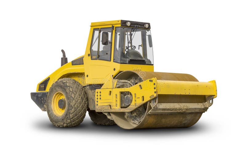 Road roller in white back stock image. Image of plate - 331986615