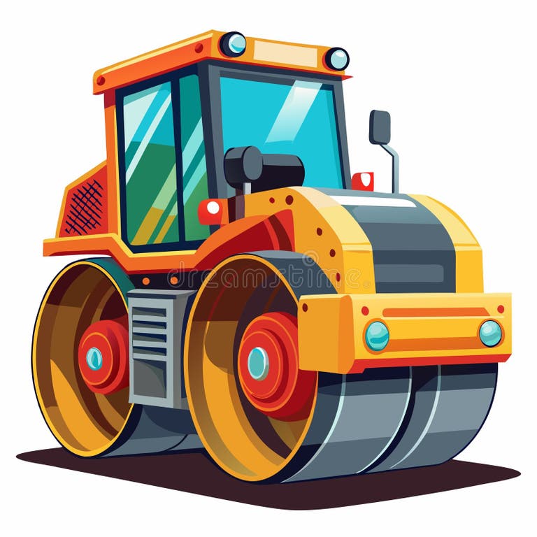 Road Roller White Background Stock Vector - Illustration of drumroller ...