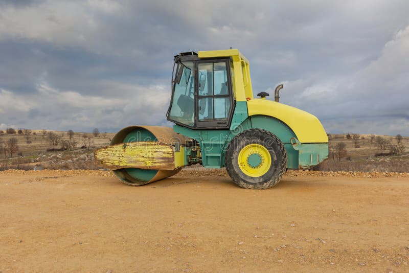 Road Roller Working on a Road Stock Photo - Image of activity, roller ...