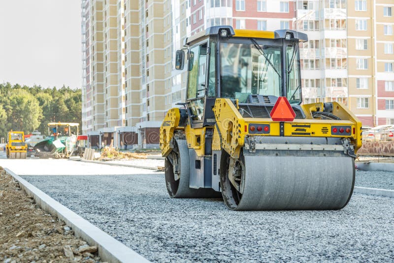 Road roller stock photo. Image of pavement, heavy, equipment - 87270262