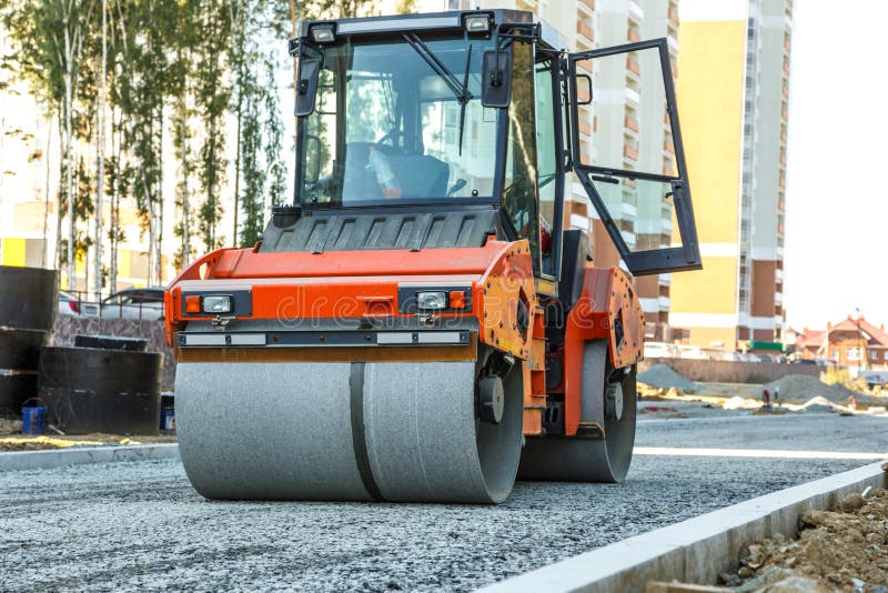 Road roller stock image. Image of machine, bitumen, construction - 87272651