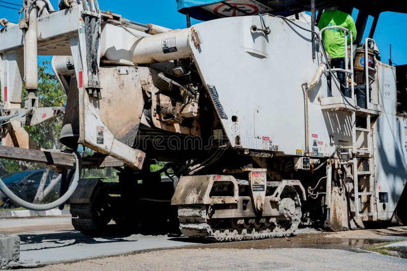 The Road Roller Working on the New Road Construction Site Stock Image ...