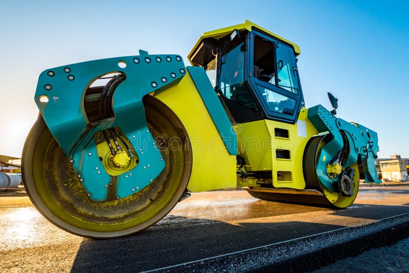 Road Rollers Working on the Construction Site Stock Photo - Image of ...