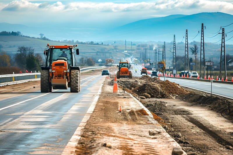 Road Rollers Working on the New Road Construction Site Stock Photo ...