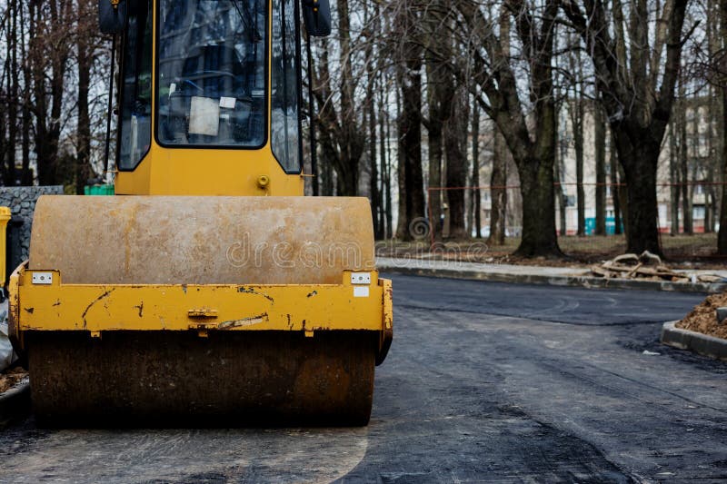 Road Rollers Working on the New Road Stock Photo - Image of earth ...