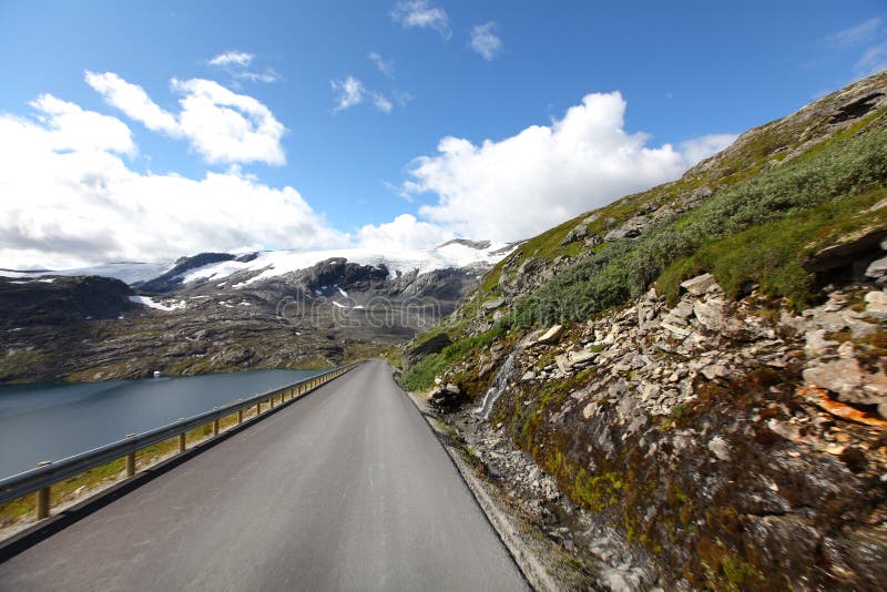 Road Running through Mountains with Lake Stock Image - Image of tourism ...