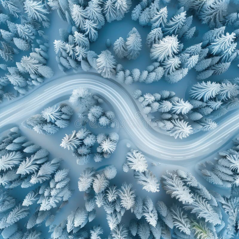 A Road Running through a Snowy Forest. Perfect for Winter Themed ...
