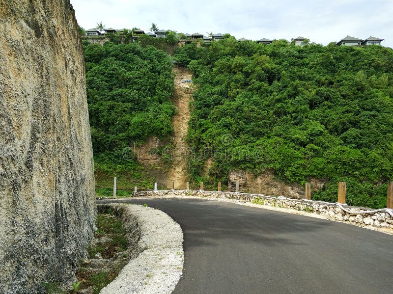 The Road Runs Along the Cliff with a Beautiful View of the Ocean Stock ...