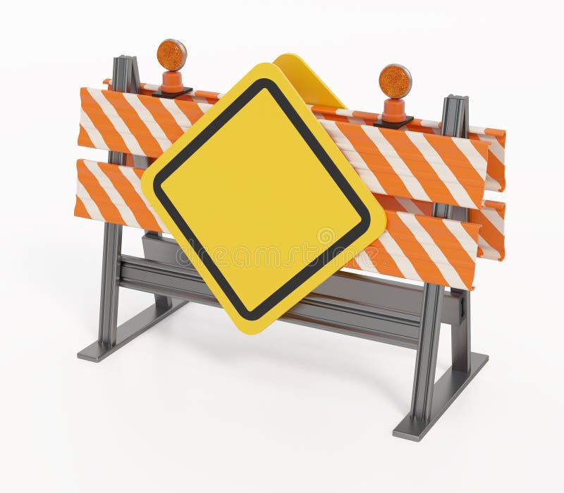Road Safety Barrier Isolated on White Background. 3D Illustration Stock ...