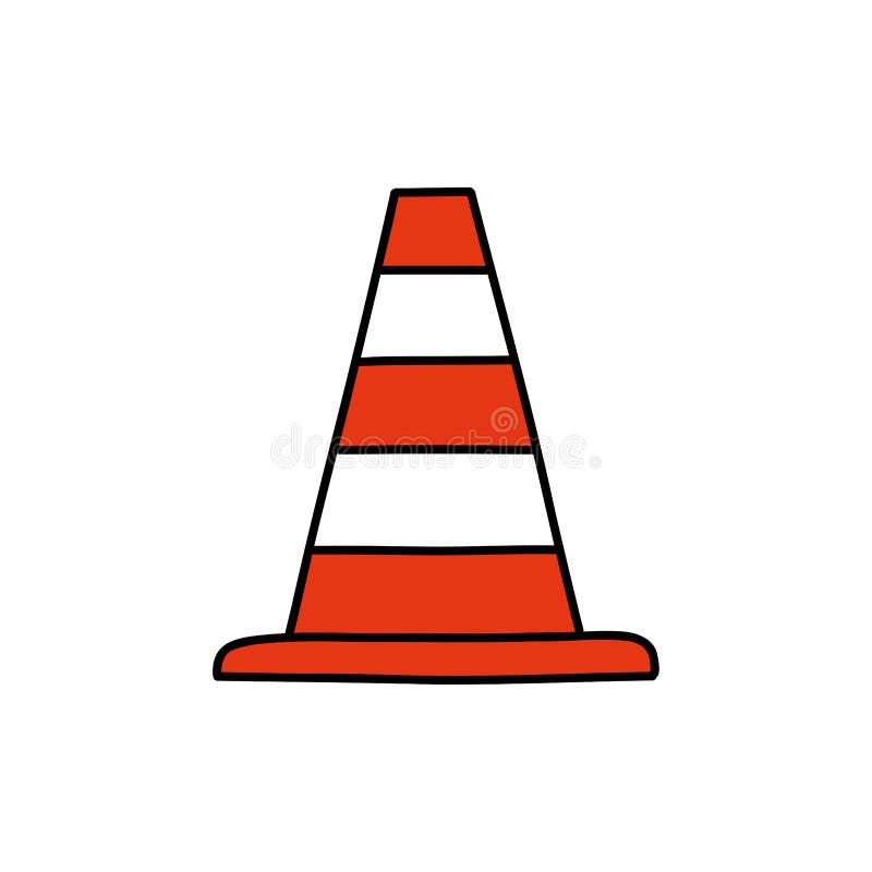 Road Safety Cone Doodle Icon, Vector Color Line Illustration Stock ...