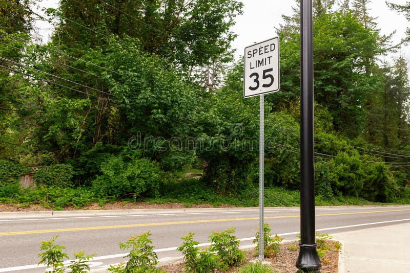 Road Safety Reminder about Speed Limit 35 Sign Stock Image - Image of ...