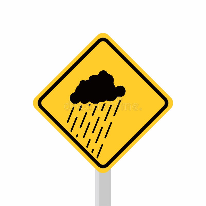 Road Safety Sign. the Heart of the Rain. Silhouette of Rain Stock ...