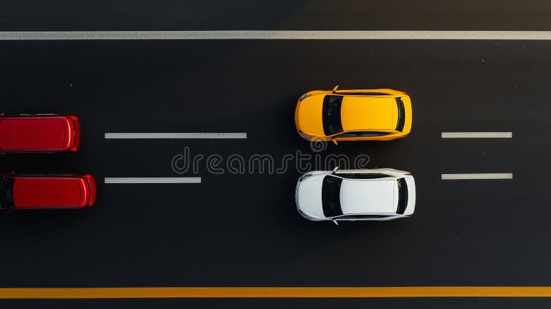 Road Safety Training with Vehicles Spaced Correctly Stock Image - Image ...