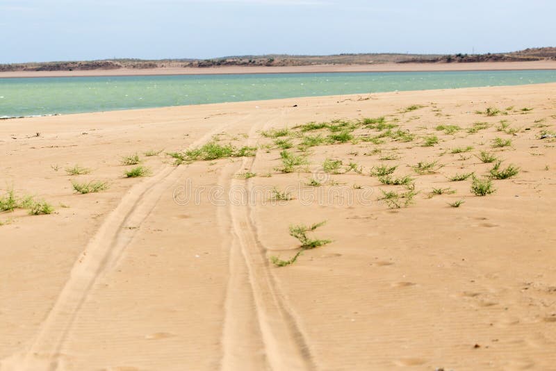 Road in the Sand on the Lake Stock Photo - Image of arabian, holiday ...
