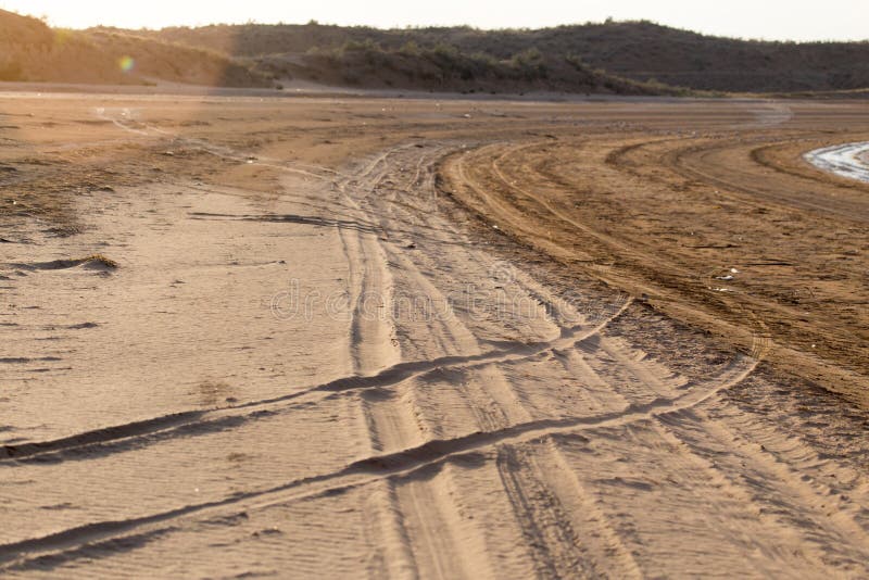 Road in the Sand on the Lake Stock Image - Image of drive, arid: 111464799