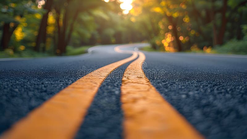 Road Scene in Forest in Summer Season. Stock Illustration ...