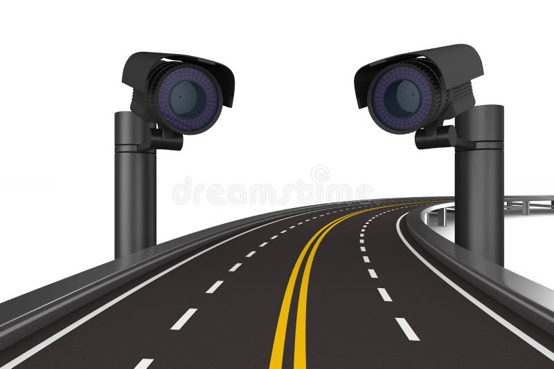 Road Security Cameras on White Background. Isolated 3D Illustration ...