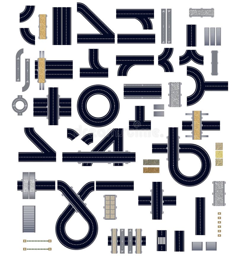 Vector Black Road Elements Icons Set Stock Vector - Illustration of ...