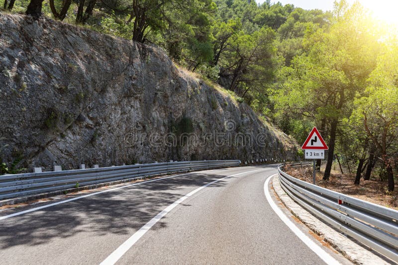 A Road with Sharp Turns in the Mountains. Stock Image - Image of ...