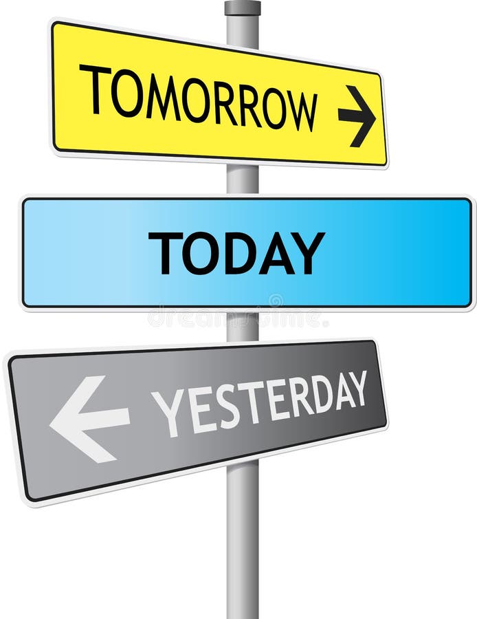 Yesterday Today Tomorrow Street Sign Stock Vector - Illustration of ...