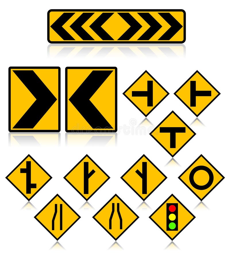 Yellow road sign icons stock vector. Illustration of sign - 2266243