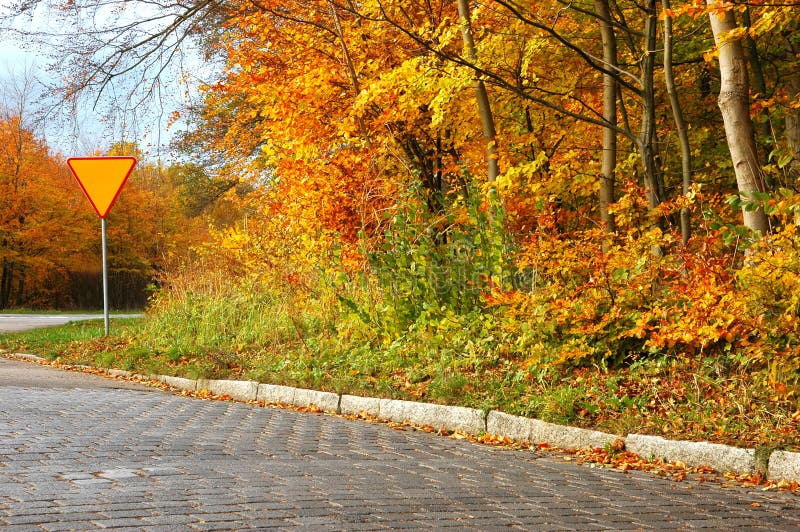 Road with sign stock photo. Image of season, seasonal - 2058632