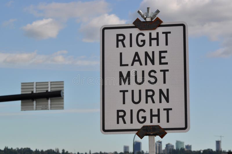 Stop Sign and Right Turn only Stock Image - Image of direction ...