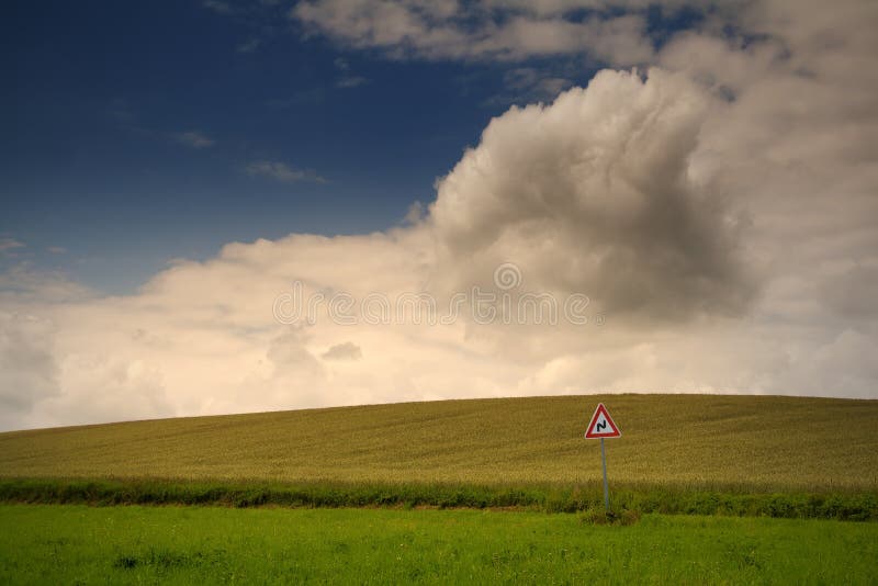 Road sign stock image. Image of field, sunny, clouds - 28961645