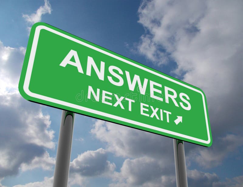 Road Sign with ANSWERS . 3D Rendered Illustration Stock Illustration ...