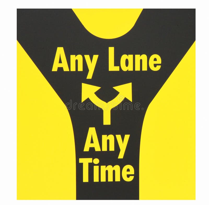 Road Sign Any Lane Any Time Stock Photo - Image of backward, danger ...
