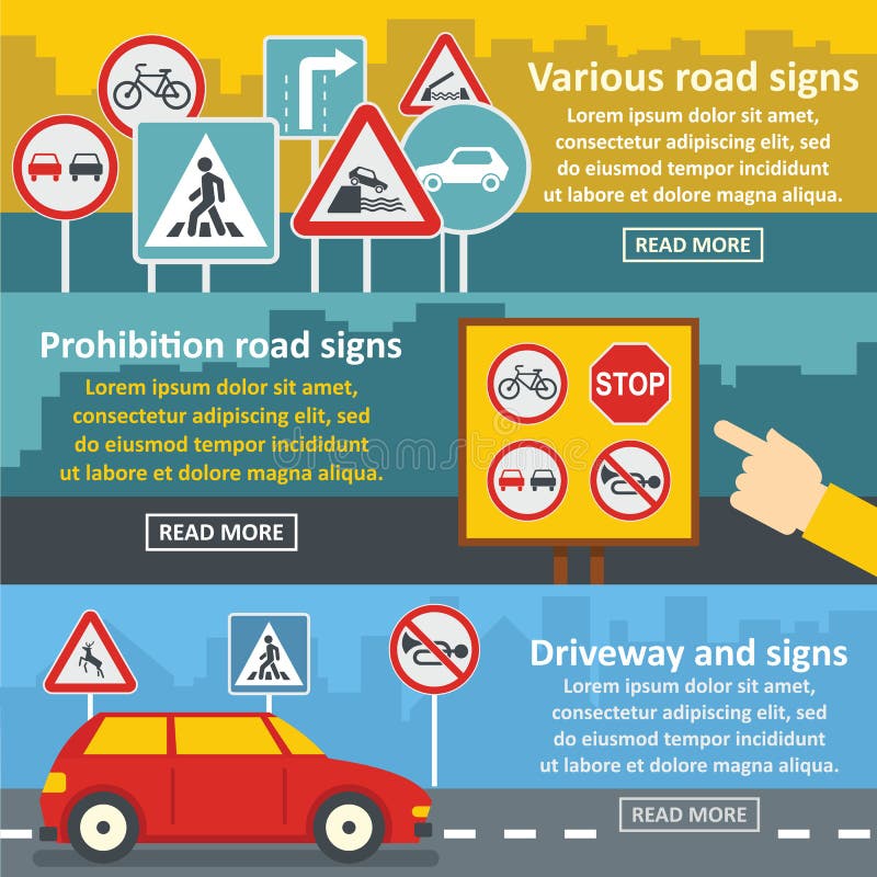 Road Sign Banner Horizonatal Set, Flat Style Stock Vector ...