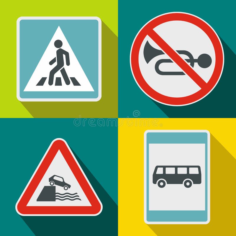 Road Sign Banners Set, Flat Style Stock Vector - Illustration of limit ...