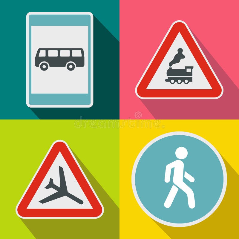 Road Sign Banners Set, Flat Style Stock Vector - Illustration of ...