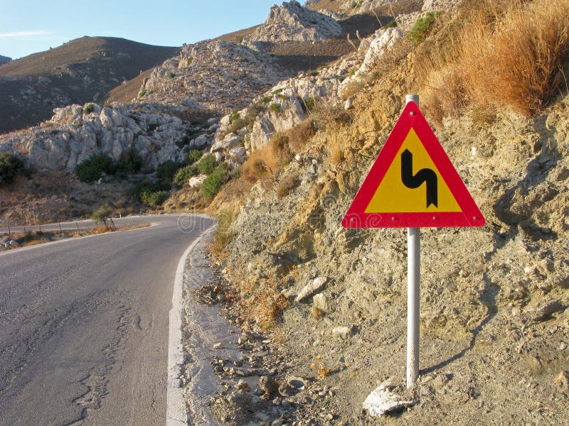 Road sign bend of road stock image. Image of driveway - 92364163