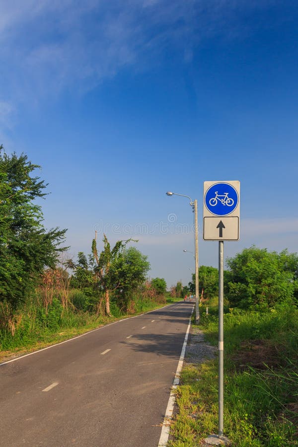 Road sign bicycle path. stock photo. Image of lane, traffic - 74842618