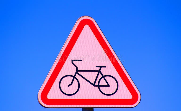 Road Sign of the Bicycle Path is Triangular in Shape with the Image of ...