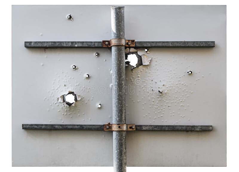 Road Sign with Bullet Holes Stock Photo - Image of road, riddled: 166325328