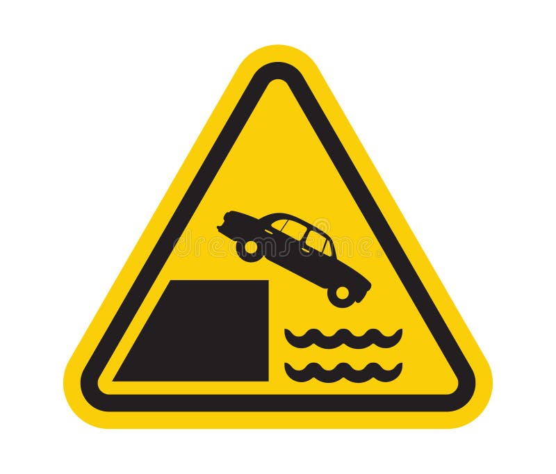 Road Sign Car Falling into Water Stock Vector - Illustration of danger ...