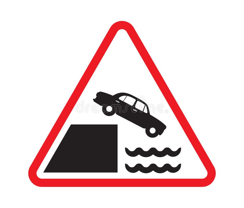 Road Sign Car Falling into Water Stock Vector - Illustration of element ...