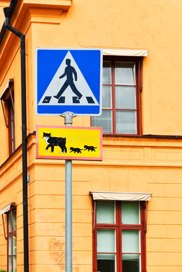 Road sign with cats stock photo. Image of board, symbol - 44121284