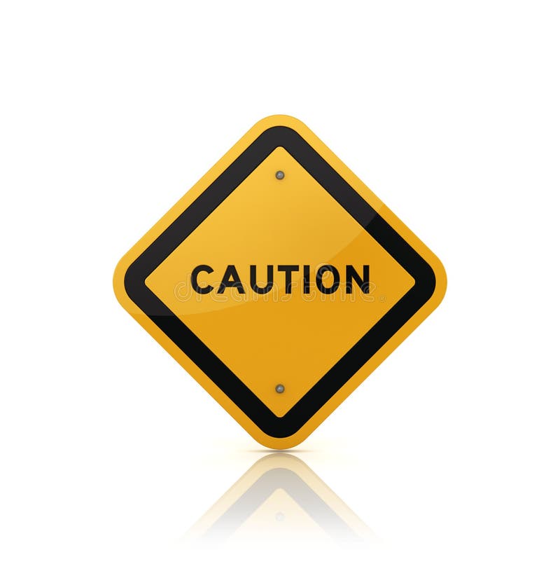 Road Sign with CAUTION Word Stock Illustration - Illustration of ...