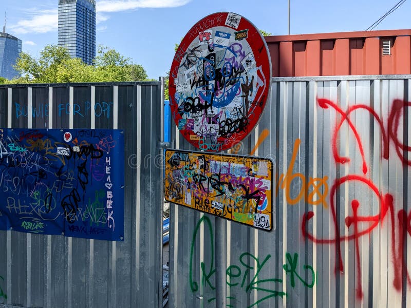 A Road Sign Completely Painted with Graffiti Editorial Image - Image of ...