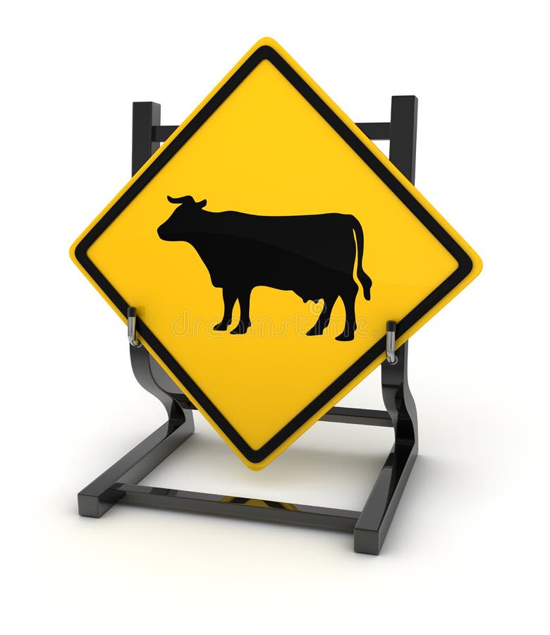 Cow road sign stock illustration. Illustration of illustrated - 12166412
