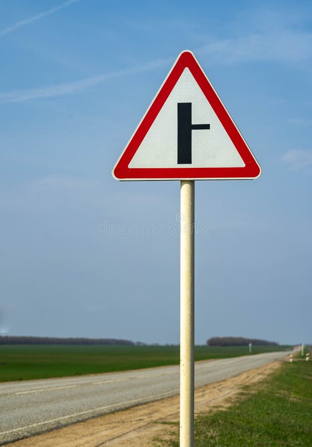 Road Sign Crossroad. Intersection Stock Photo - Image of caution ...