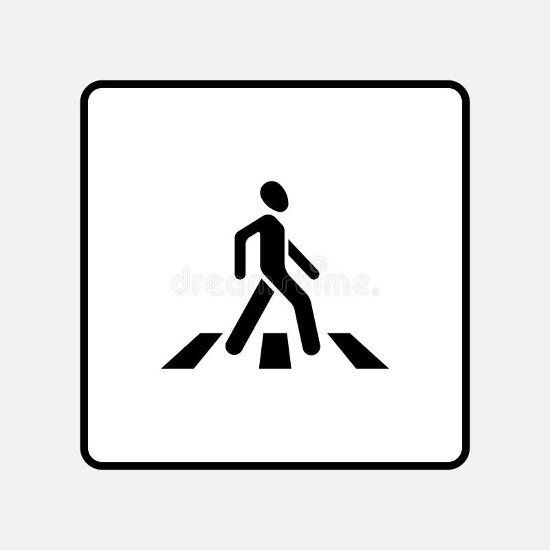 Road Sign the Crosswalk, Walking Man Stock Illustration - Illustration ...