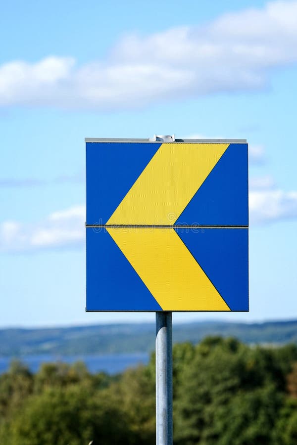 Road sign blue and yellow. stock photo. Image of karl - 141875064