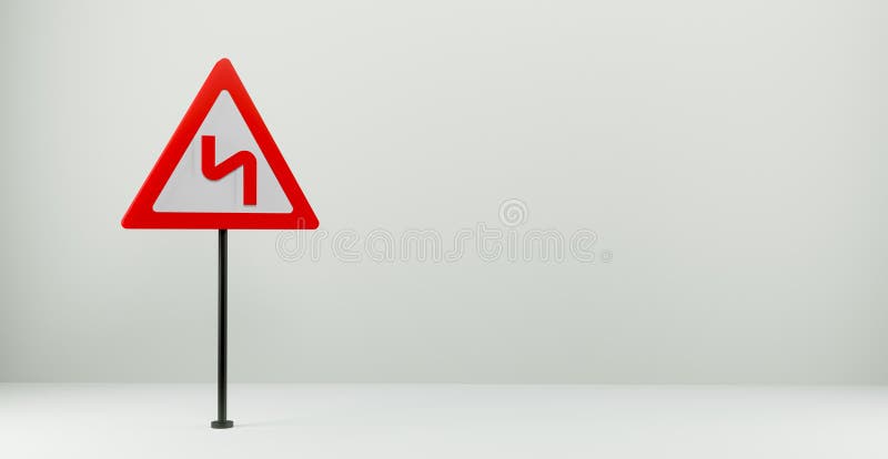 Road Sign Dangerous Turns, 3d Sign Isolated on White Background, Copy ...